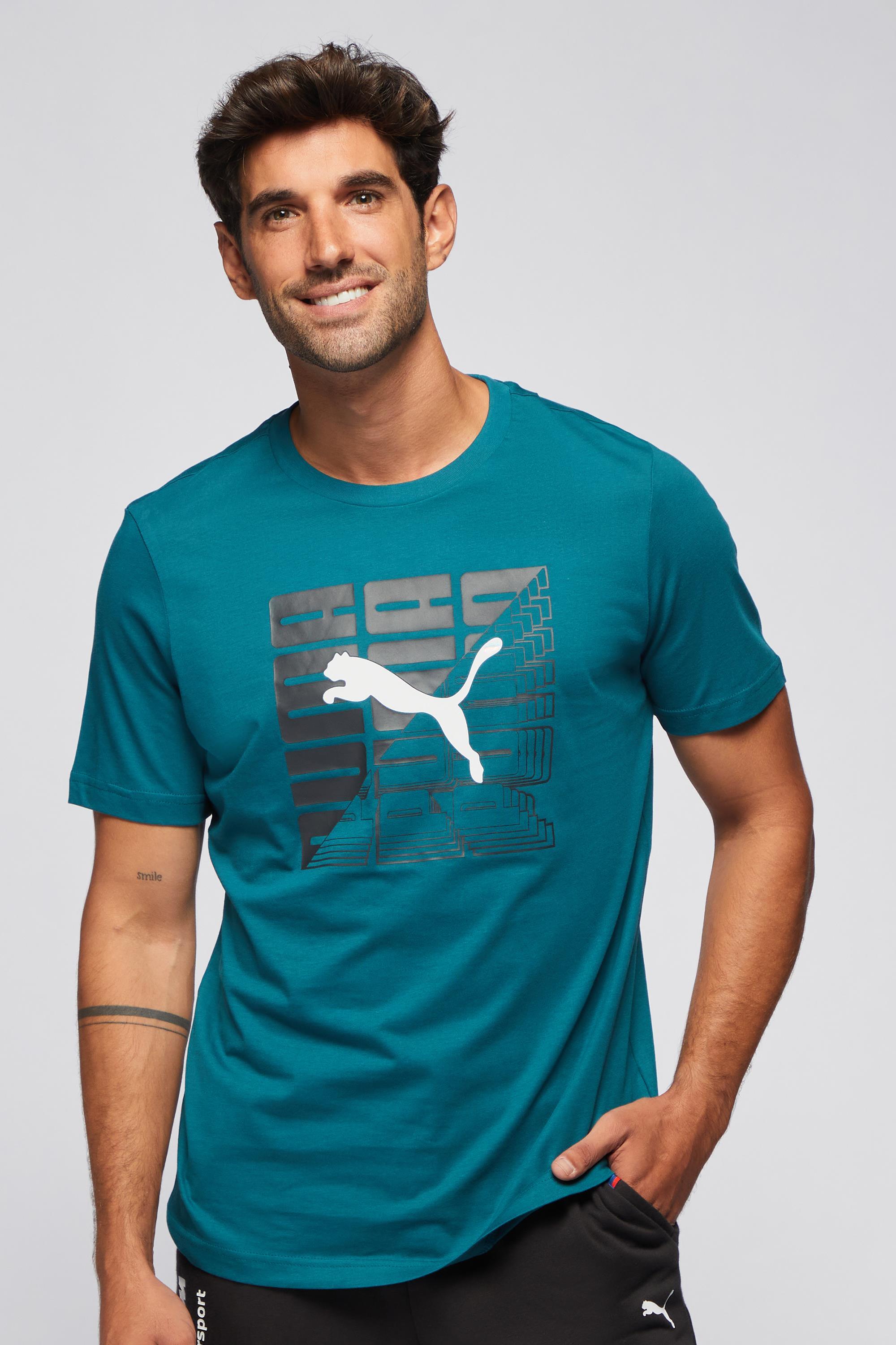 Puma Grafica - Verde - Camiseta Algodón Hombre | Sprinter