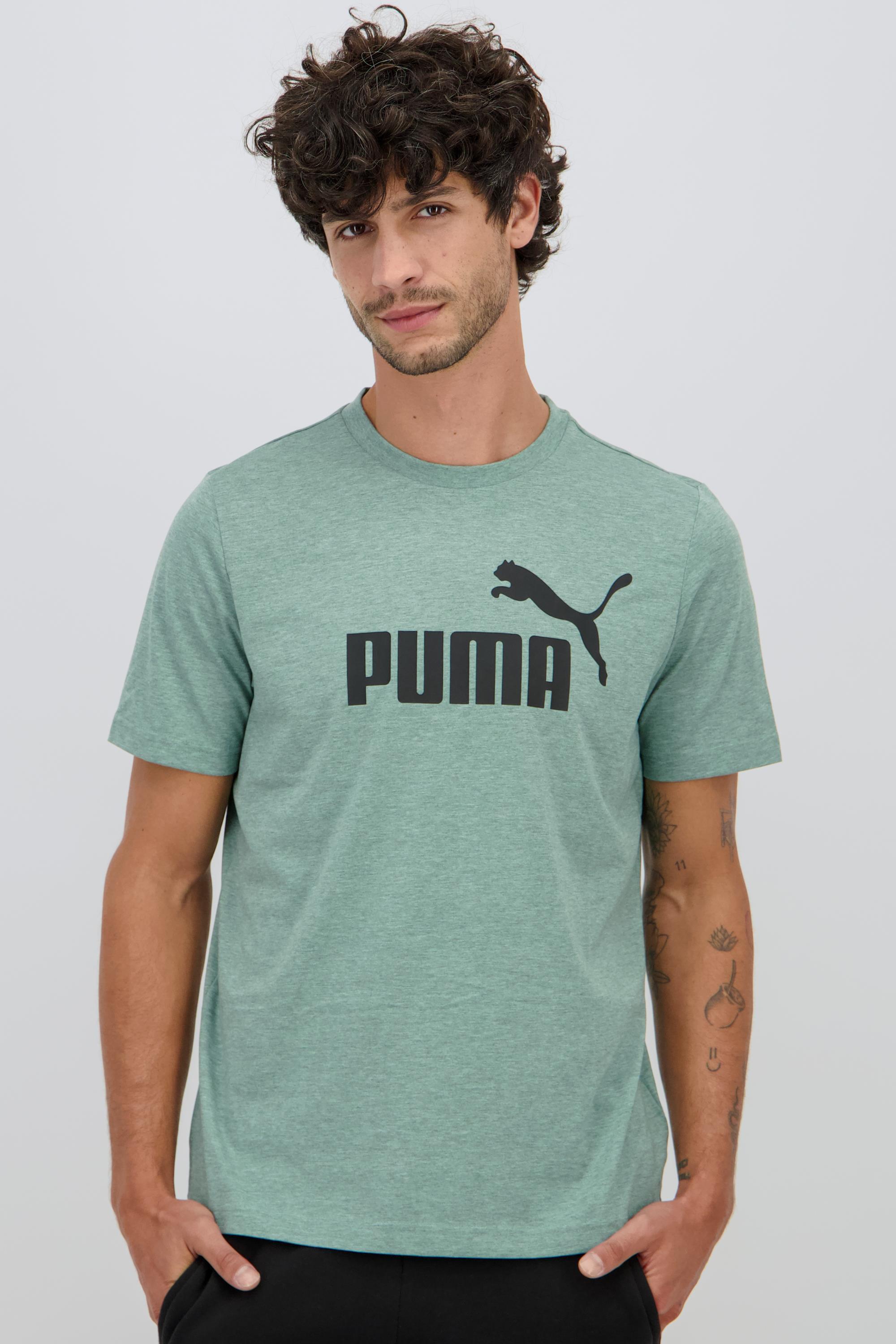 Puma Ess Puma Logo Heather - Verde - Camiseta Hombre | Sprinter
